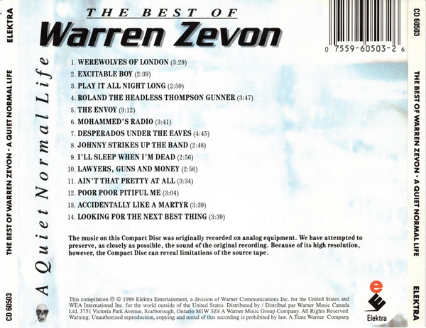 Warren Zevon ‎– A Quiet Normal Life: The Best Of Warren Zevon