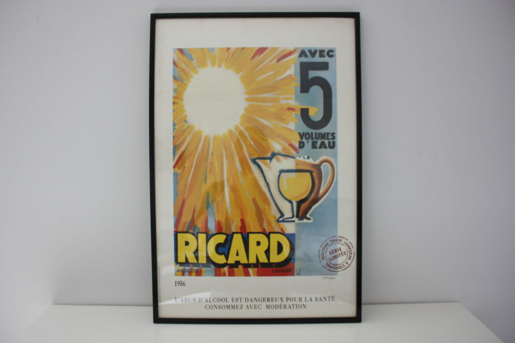 Reclame affiche Ricard hard papier, gelimiteerde reproductie 1956 60x40cm
