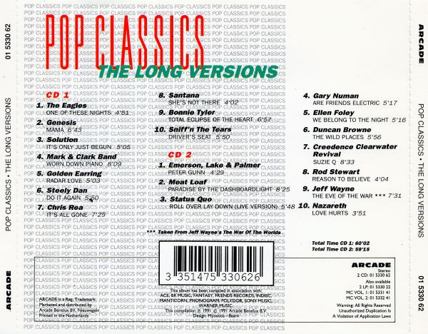 Various – Pop Classics - The Long Versions 2xCD