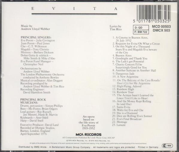 Andrew Lloyd Webber And Tim Rice – Evita 2xCD