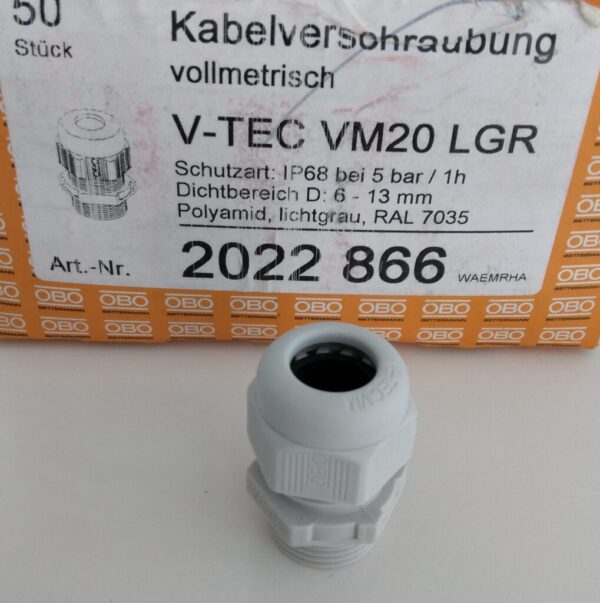 Wartel M20 voor 6 mm tot 13 mm kabeldiameter IP68 OBO 2022 866