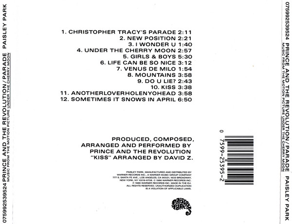 Prince And The Revolution – Parade (Music From The Motion Picture Under ...